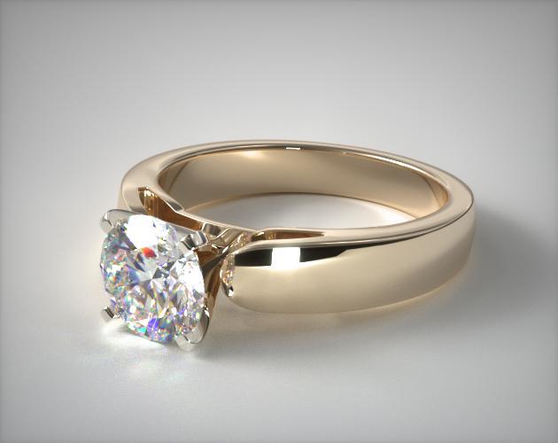 3 8mm Rounded Cathedral Solitaire Engagement Ring 14k Yellow Gold