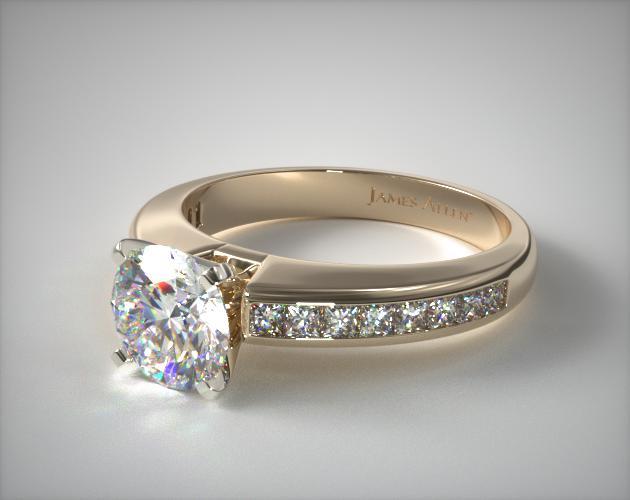 Channel Set Princess Shaped Engagement Ring | 14K Yellow Gold | 1217Y14